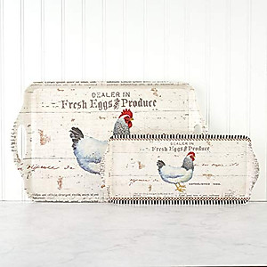 Pimpernel On The Farm Collection Large Handled Tray | Serving Tray for Lunch, Coffee, or Breakfast | Made of Melamine for Indoor and Outdoor use | Measures 18.9" x 11.6" | Dishwasher Safe