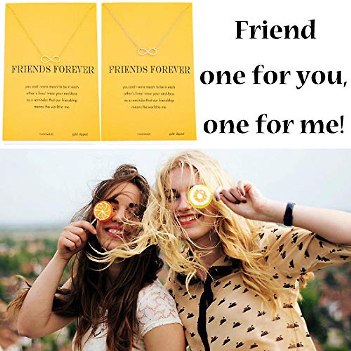 Zealmer Best Friend Cross Arrow Infinity Love Necklace 16K Gold Plated (Infinity silver+gold 2PCS)