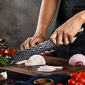 Aroma House Damascus Nakiri Knife 7", Heavy Duty Kitchen Knife for Meat and Vegetable, High Carbon Stainless Steel & Pakkawood Handle, Magnetic Box, Amazing Gift Option.