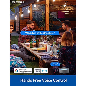 ELEGRP PQR10 Outdoor Smart Plug Waterproof IP66, WiFi Plug Compatible with Alexa & Google Assistant, Smart Outdoor Outlet for String Lights, No Hub Required, 400W Max, UL Certified, 1 Pack, Black