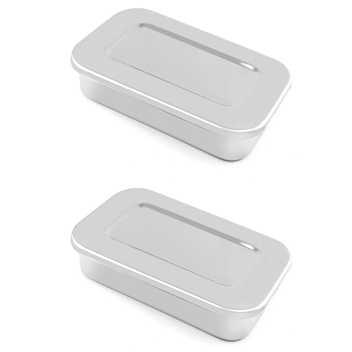 QWORK Stainless Steel Instrument Tray Organizer with Lid, 2 Pack, 8" Container, Instruments Solid Box, Square Sterilization Box Container for Lab Instrument Supplies
