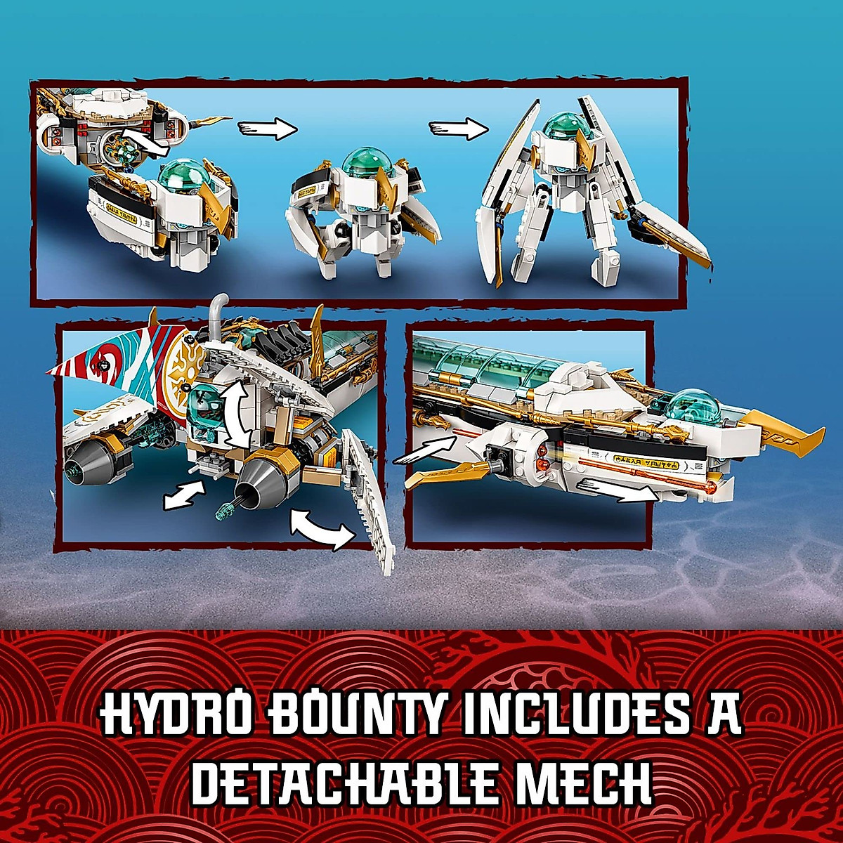 LEGO NINJAGO Hydro Bounty Building Set, 71756 Submarine Toy with Kai and NYA Minifigures, Ninja Toys, Gifts, Presents for Kids, Boys, Girls Age 9 Plus Years Old