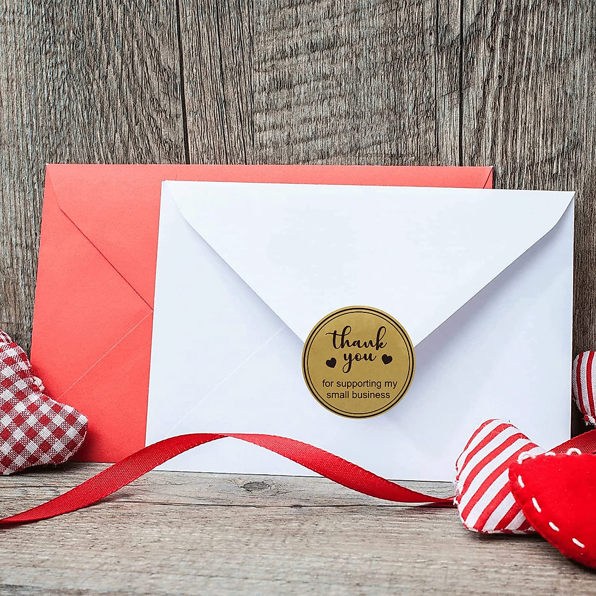 2 Inch Kraft Valentine's Day Thank You for Supporting My Small Business Stickers with Hearts - Heart Valentines Present Gift Thank You Labels Seals for Bubble Mailers and Gift Bags 500 Pcs