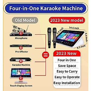 2023 New Inandon Karaoke Machine,15.6 Inch Touch Screen Phone App Control Free Cloud Download Songs All in One Karaoke System with Mic, KTV Singing Chinese Karaoke Player for Home Party,6T,White