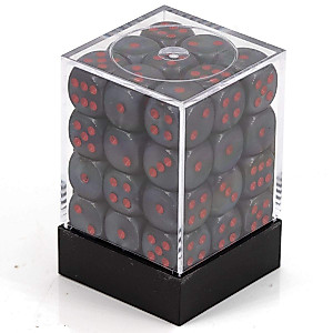 Chessex Dice d6 Sets: Velvet Black with Red - 12mm Six Sided Die (36) Block of Dice