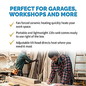 NewAir NGH160GA00, 120V Electric Portable Garage Heater, Heats Up to 160 Square Feet, Garge, Black and Gray