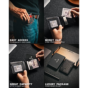 Zitahli Wallet for Men - with Money Clip Slim Leather Slots Credit Card Holder RFID Blocking Bifold Minimalist Wallets with Gift Box