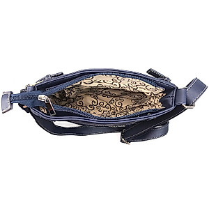 Justin West Tooled Turquoise Stone Cross Laser Cut Crossbody Messenger Bag Handbag Purse with Concealed Carry and Phone Slot (Turquoise)