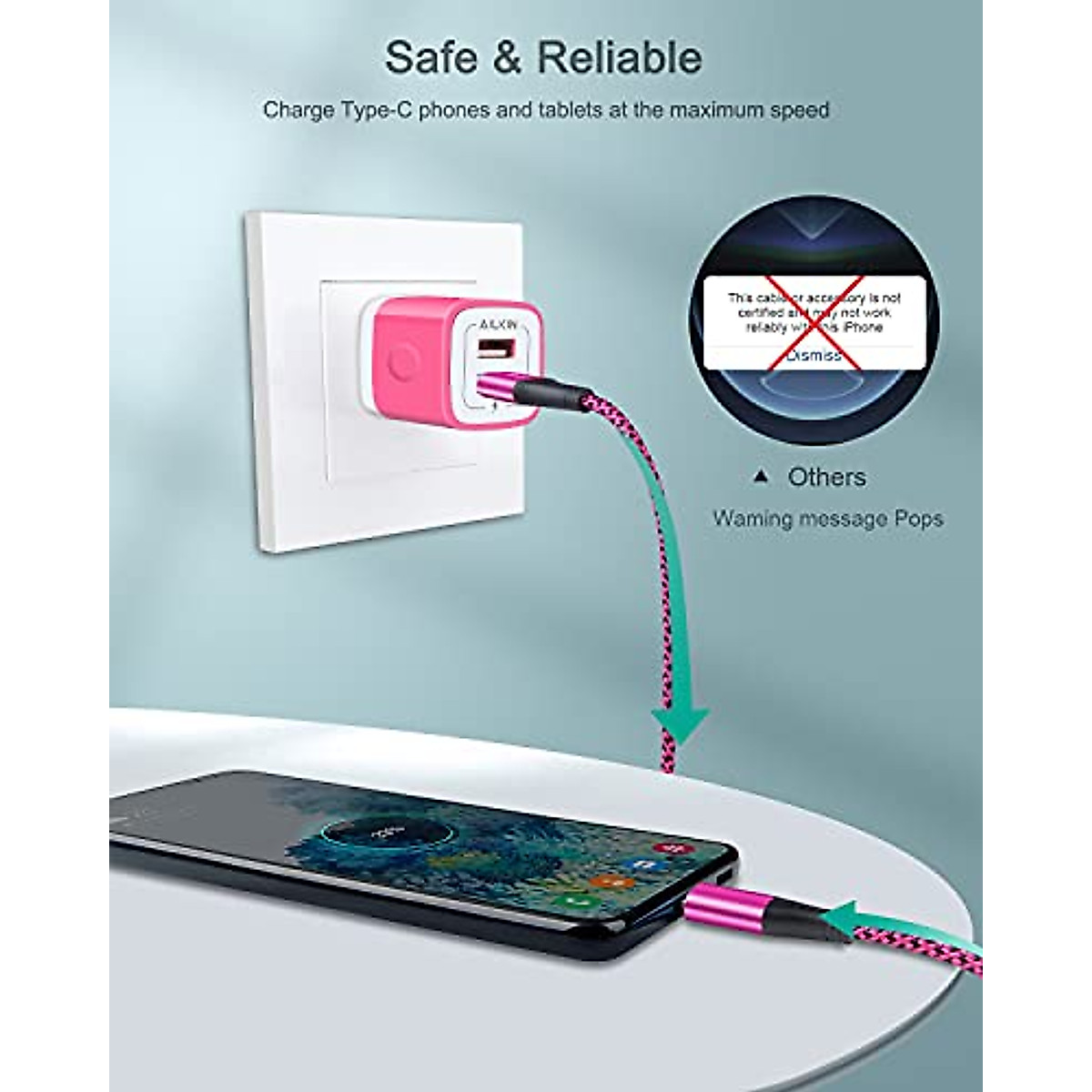 4 Pack USB C to USB Adapters + 4 Pack 6FT USB A to USB Type C Cable