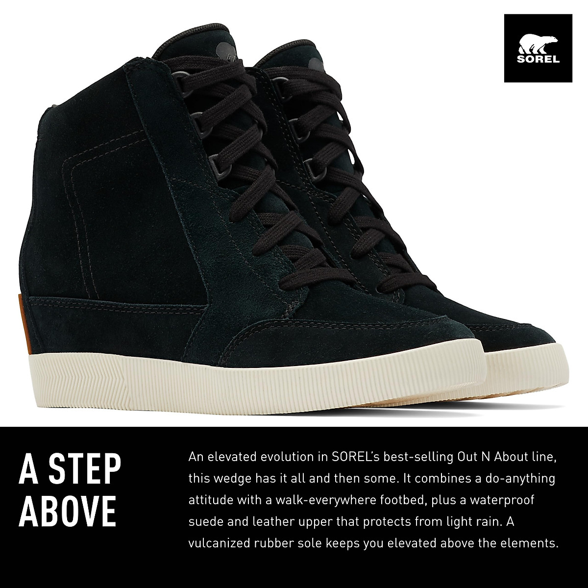 Sorel Out N About™ Wedge II Black/Sea Salt 7 B (M)