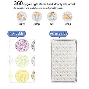 Polka Dots Themed Fitted Crib Sheet,Standard Crib Mattress Fitted Sheet Soft & Stretchy Fitted Crib Sheet-Great for Boy or Girl Room or Nursery,28“ x52“,Multicolor