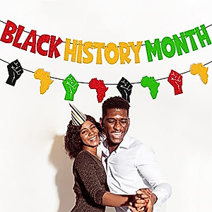 Black History Month Party Decoration Black History Month Banner for African American Black History Month Holiday Party Supplies Glitter Party Decor