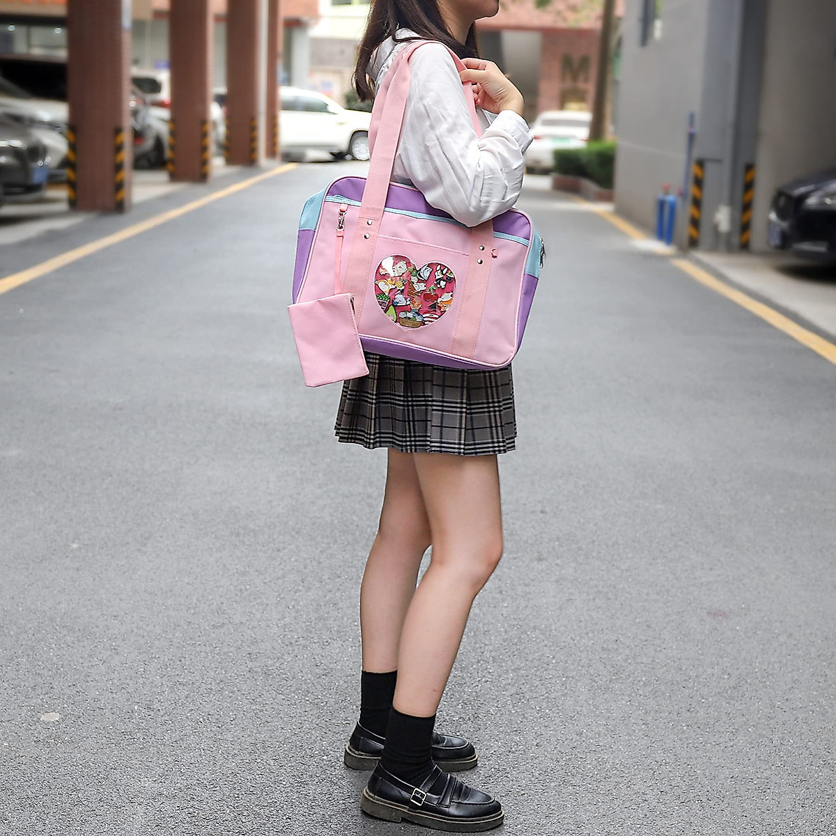 STEAMEDBUN Kawaii Ita Bag Japanese School Bag Cute Tote Bag Large Shoulder Anime Heart Purse