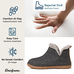 Dearfoams Alpine Men's Brixen Boot Slipper, Dark Heather Grey, Medium