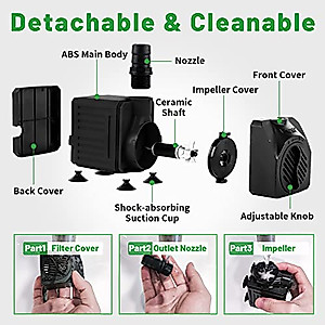 Yochaqute Aquarium Submersible Water Pump: 550GPH 30W Quiet Mini Adjustable with 6ft Power Cord for Hydroponics | Garden Waterfall | Pond | Fish Tank| Fountain