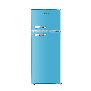 RCA RFR1055-BLUE, Retro 2 Door Apartment Size Refrigerator with Freezer, 10, Blue, cu ft
