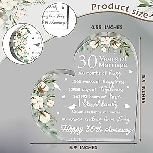 Wedding Present for Her Wife Husband Acrylic Happy Wedding Present for Woman Crystal Heart Marriage Keepsake for Wife Husband Girlfriend Boyfriend (30th Style)