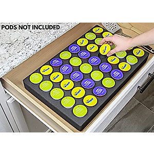 Polar Whale 2 Coffee Espresso Capsule Drawer Organizer Tray Inserts Compatible with Dolce Gusto Kitchen Home Office Waterproof Washable Black Foam 40 Compartment 12.75 x 20.25 Inches