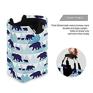 OTVEE Cute Winter Polar Bear Mother Child Kids Laundry Basket Folding Laundry Hamper Organizer for Clothes Toy Book Storage