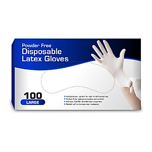 Chef's Star Disposable Powder Free Latex Gloves, 100 Count, Large