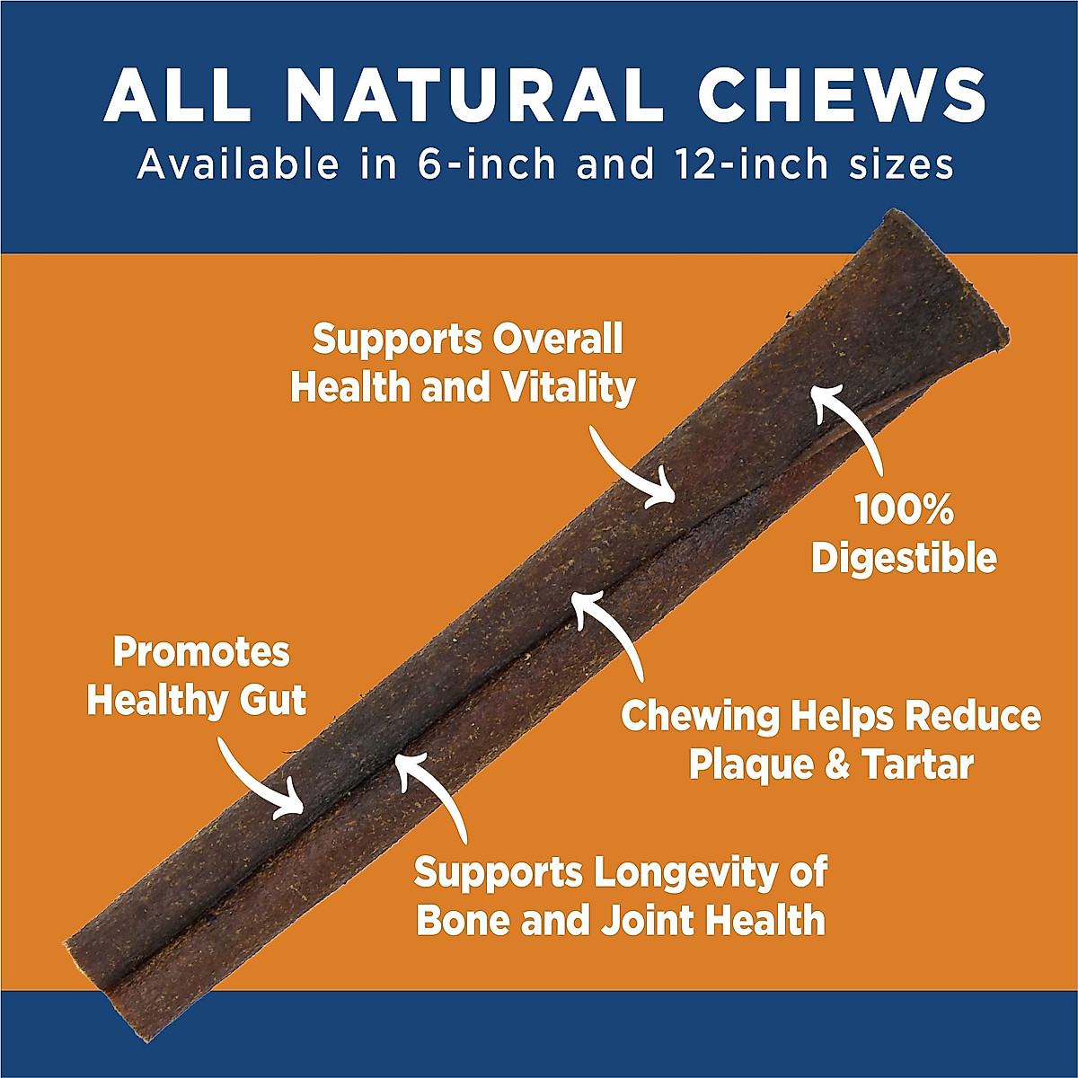 Barkworthies Peanut Butter Collagen Sticks Dog Treats (6-Inch, 8-Pack)