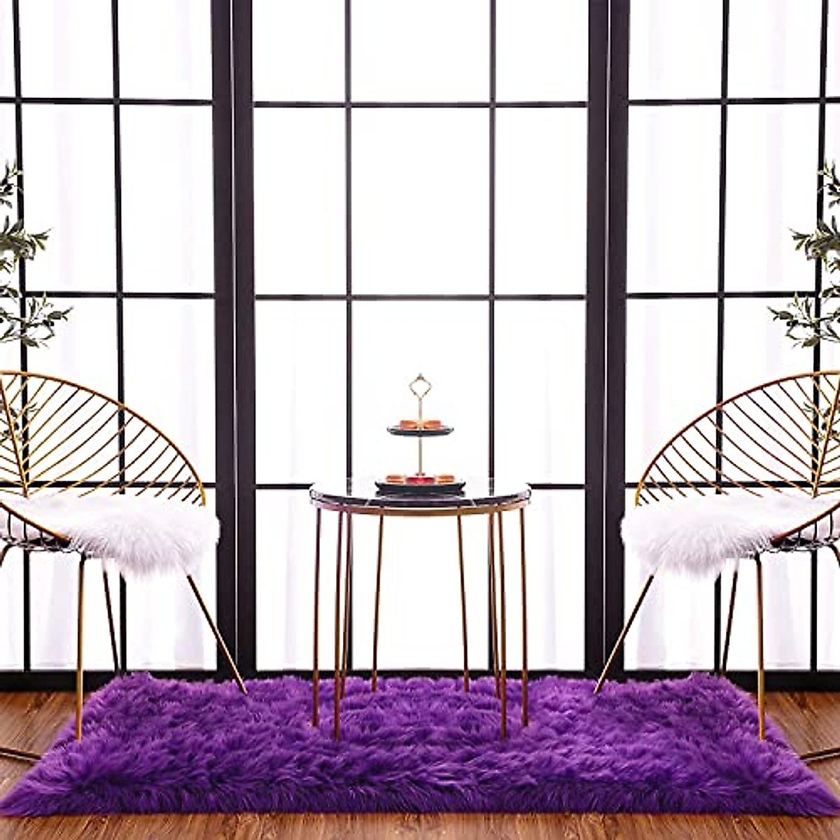 BENRON 3x5 Area Rug,Purple, Faux Sheepskin Rugs for Bedroom Living Room, Plush and Soft Carpets Door Mat Table Tops Sofa Covers Luxury Home Decor