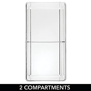 mDesign Plastic 2 Compartment Divided Drawer and Closet Storage Bin - Organizer for Scarves, Socks, Bras, and Underwear - Dress Drawer Organizer, Shelf Organization - 6 Pack - Clear