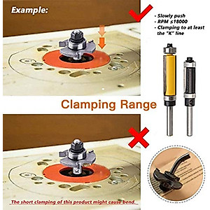 Mesee 2 Pieces Top & Bottom Bearing Flush Trim Router Bit Set, 1/4 Inch Shank Pattern Template Trimming Router Bits with Bearing Guide Woodworking Milling Cutter Tool - Cutting Height 1" & 1-1/2"