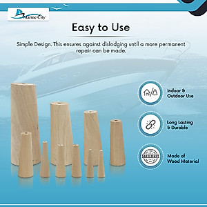 MARINE CITY Boat Emergency Durable Tapered Soft Conical Thru-Hull Wood Simple Design 7 Different Sizes Plugs Kit Drain Stopper Easy Use for Boats – Yachts – Marines – Ships (Pack of 10)