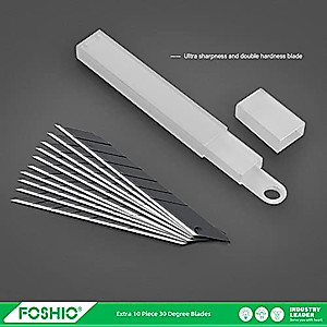 FOSHIO Utility Knife Retractable with 10PCS Snap Off Blades, Stainless Steel Shell with Non-Slip Handle Box Cutter for Cardboard, Boxes and Cartons