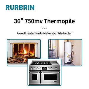 RURBRIN 36” 750mv Thermopile Fit for Heat Glo Heatilator, 750℃ Millivolt Thermocouple Replace for Fireplace Parts Q313A, Suitable for Stove Gas Ovens/Gas FirePlace/Water Heater/Gas Fryer Cluste (3PCS)