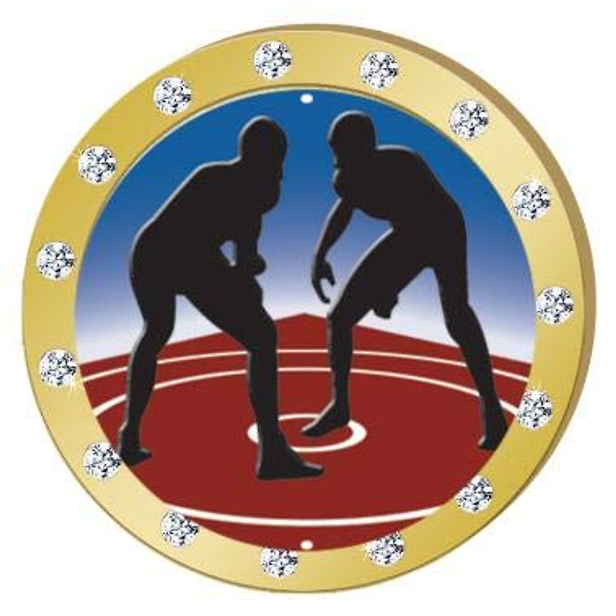 Crown Awards Wrestling Gold Rhinestone Pin, Gold Wrestling Pins, 30 Pack