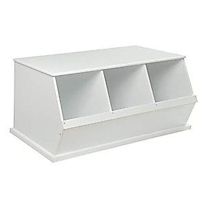 Stackable Wooden 3 Bin Open Storage Toy Organizing Cubby