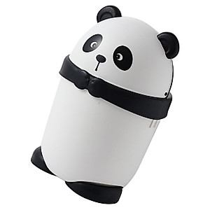 FUNOMOCYA 's Room Small Dinosaur Trash Can Mini Trashcan Desk Garbage Can Car Trash Can with Lid Bedroom Trash Can Waste Container Waste Paper Basket Plastic Cartoon Waste Bin Panda