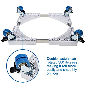 Potlimepan Adjustable Refrigerator Stand, Multi-Functional Furniture Dolly Roller Base for Washing Machine and Dryer