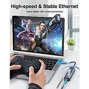 USB C to Ethernet Adapter, ABLEWE 4-in-1 RJ45 to USB-C/Thunderbolt 3 to Gigabit Ethernet LAN Network Adapter for MacBook Pro/Air 2021/2020/2019, iPad Pro 2021, Chromebook, XPS, Surface Book 3/2/Go