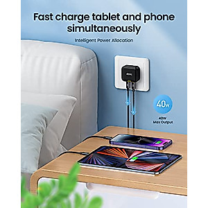 USB C Charger, AOHI 40W Fast Charger Adapter 2-Port Type-C PD Wall Charger Foldable Power Adapter for iPhone 14/Plus/Pro/Pro Max 13/Mini/Pro/Pro Max /12, Galaxy, Pixel 5/4/3, iPad Pro/Air, Black