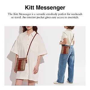 COACH Color-block Coated Canvas Signature Kitt, Tan Rust, One Size