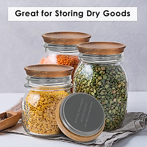 6 Pack Regular Mouth Lids for Mason Jars, Reusable Wooden Storage Lids with Silicone Seal for Regular Mouth Jars