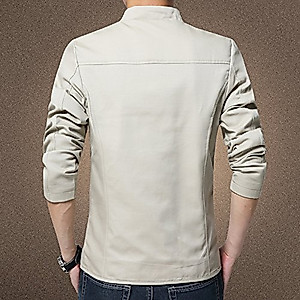 XueYin Men's Cotton Lightweight Slim Fit Jacket Casual Wear(White,XS Size)