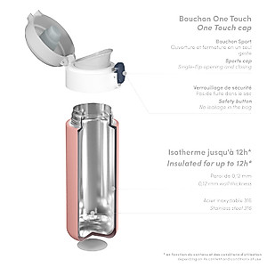 monbento - Insulated Bottle MB Pop Infinity - 12 Oz - Leakproof - Hot/Cold Up to 12 Hours - Small Water Bottle to Slip into Handbag - BPA Free Food Grade Safe - Blue