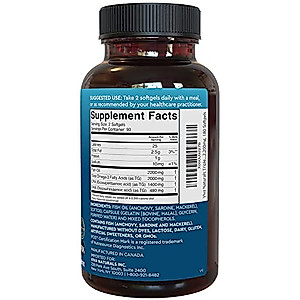 Viva Naturals Triple-Strength Omega 3 Fish Oil with EPA and DHA Supplements 2,200mg, 180 Softgels