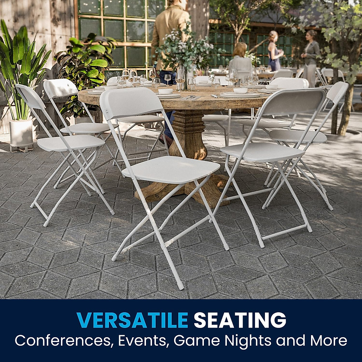 Flash Furniture Hercules Series Plastic Folding Chair - White - 650LB Weight Capacity Comfortable Event Chair - Lightweight Folding Chair