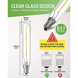 TobeBright T6.5 LED Exit Sign Light Bulbs,2W Refrigerator Light Bulb,20W T6.5 120V Intermediate Base E17 Clear Appliance Bulb Equivalent,for Refrigerator Freezer,Daylight 6000K(2-Pack)