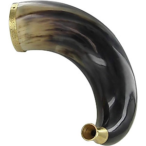 Armory Replicas Handmade Authentic Natural Gjallarhorn War Trumpet Medieval Inspired Functional Prop Real Cow Bovine Viking Blowing Horn w/Carved Brass Collar