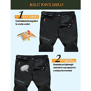 MAGCOMSEN Hiking Pants Mens Waterproof Pants Spring Summer Pants Camping Pants Multi Pockets Work Pants Cycling Pants Cargo Pants for Men with Belt