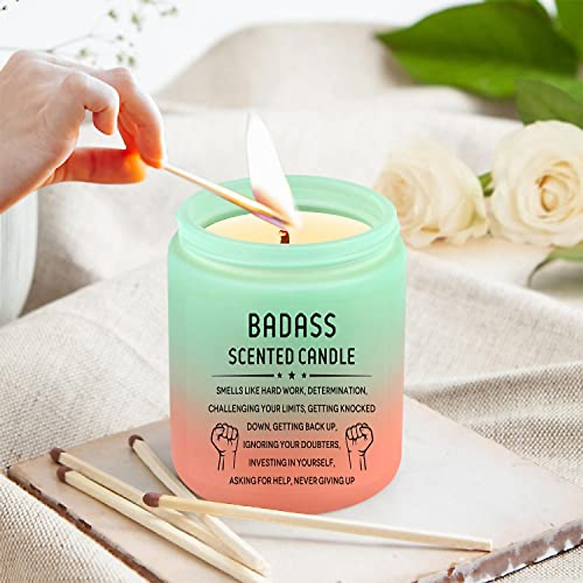 SOGLIM Scented Candles - Inspirational Gifts, Boss Lady Gifts for Women - Congratulation Gifts for Badass Women Men - Encouragement Gifts - Badass Women Gifts, New Job, Promotion, Proud of You Gifts