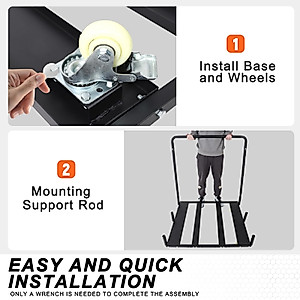 EASYBERG Folding Table Cart, 1800 LBS Heavy Duty Table Chair Trolley with 3" Wheel, Black, Suitable for Garages, Homes, Warehouse, Hotels, Party Events, Furniture Moving