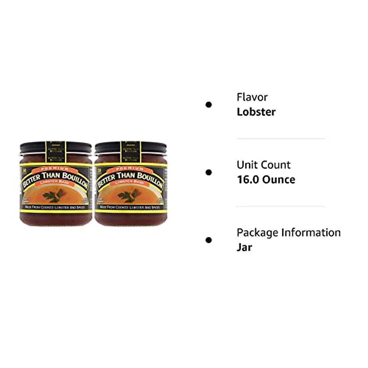 Better Than Bouillon Premium Lobster Base, Made from Select Cooked Lobster & Spices, Makes 9.5 Quarts of Broth 38 Servings, 8 Ounce (Pack of 2)