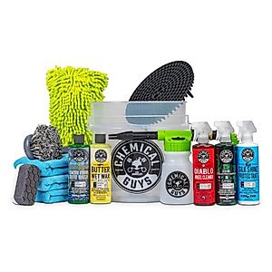 Chemical Guys HOL126 14-Piece Arsenal Builder Car Wash Kit with Foam Gun, Bucket and (5) 16 oz Car Care Cleaning Chemicals (Works w/Garden Hose)